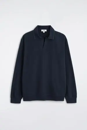 Cos Contrast-tipped Cotton-pique Polo Shirt - Navy
