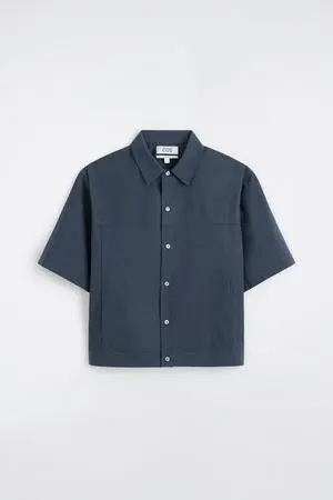 Cos Boxy Cotton-poplin Utility Shirt - Dark Blue