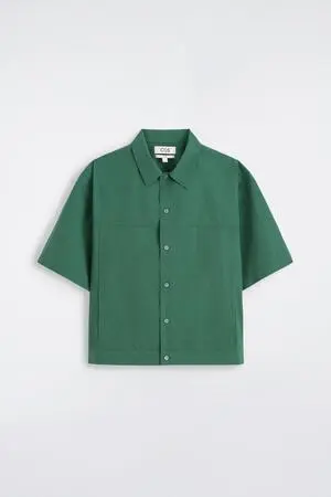 Cos Boxy Cotton-poplin Utility Shirt - Green