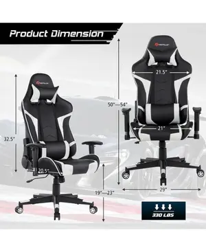 GOUUN Reclining Swivel Massage Gaming Chair With Lumbar Support