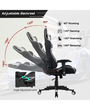 GOUUN Reclining Swivel Massage Gaming Chair With Lumbar Support