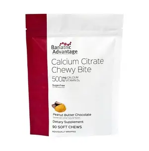 BARIATRIC ADVANTAGE Calcium Citrate Chewy Bites 500 Milligram Highly Absorbable And Digestible Vitamin D3 Easily Chewable Calcium Supplement - No Color