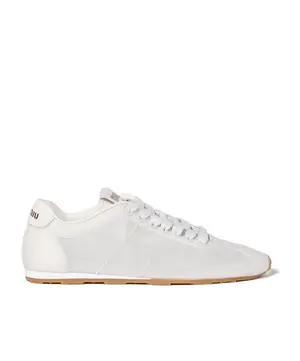 Miu Miu Plume Mesh Fabric Sneakers - White
