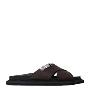 Moschino Leather Slippers - Brown