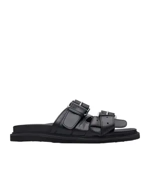 Moschino Leather Slippers - Black