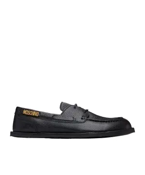 Moschino Leather Boat Shoes - Black