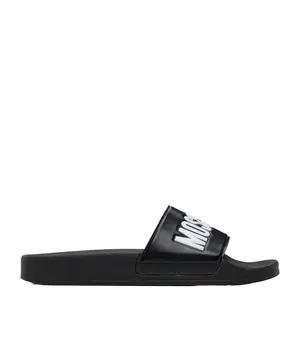 Moschino Logo Slippers - Black