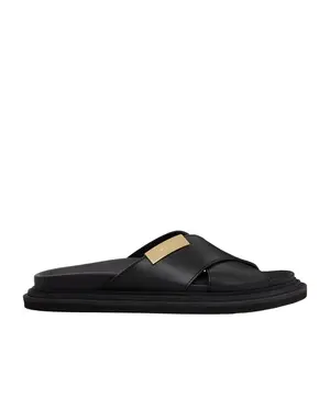 Moschino Plaque Cross-strap Flat Sandals