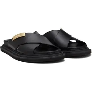 Moschino Plaque Cross-strap Flat Sandals