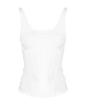 MUGLER Logo-embossed Corset Tank Top - White