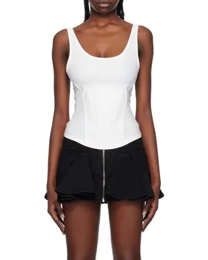 MUGLER Logo-embossed Corset Tank Top
