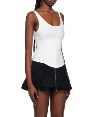 MUGLER Logo-embossed Corset Tank Top