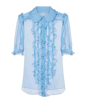 Dolce & Gabbana Ruffled Semi-sheer Silk Blouse