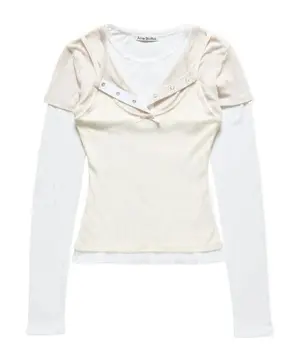 Acne Studios Layered Top With Bow - White
