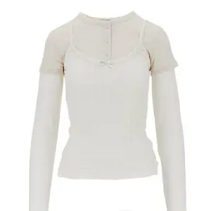 Acne Studios Layered Bow Detail Long Sleeve Shirt