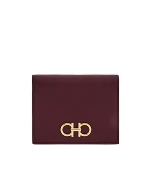 FERRAGAMO Gancini Compact Wallet - Plum