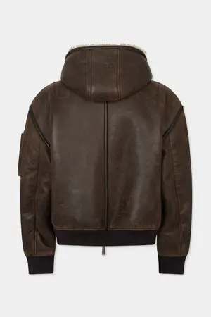 Dsquared2 Shearling Hooded Bomber Jacket