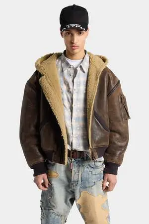 Dsquared2 Shearling Hooded Bomber Jacket