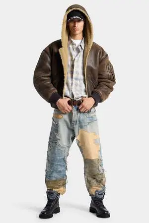 Dsquared2 Shearling Hooded Bomber Jacket