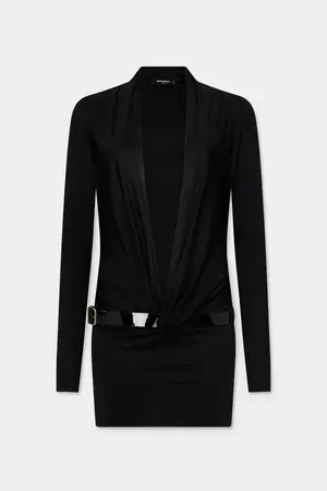 Dsquared2 Deep Cut Shiny Jersey Dress