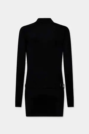 Dsquared2 Long Sleeve Deep Plunge Mini Dress With Belt