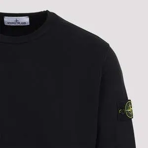 Stone Island Cotton Crewneck Sweatshirt With Detachable Compass Badge - Black