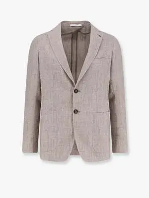 Tagliatore Single-breasted Linen And Virgin Wool Blazer - Multicolor