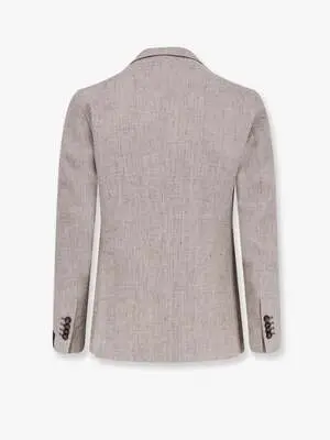 Tagliatore Single-breasted Linen And Virgin Wool Blazer