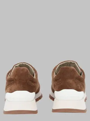Brunello Cucinelli Runner In Camoscio Con Shiny Tab