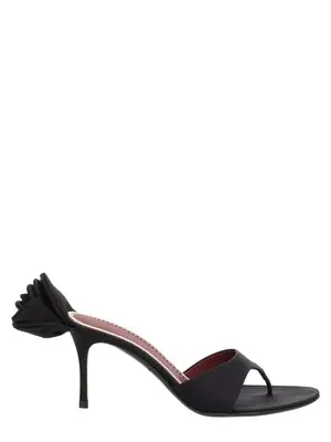Magda Butrym Sandalo Infradito In Raso Con Fiore - Black