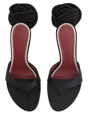 Magda Butrym Satin Thong Sandals With Floral Embellishment