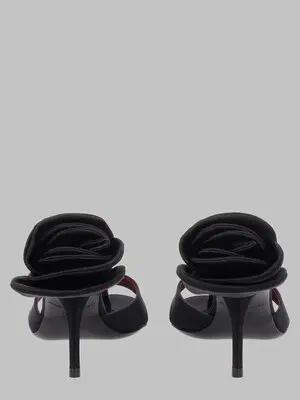 Magda Butrym Satin Thong Sandals With Floral Embellishment