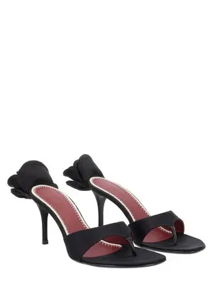 Magda Butrym Satin Thong Sandals With Floral Embellishment