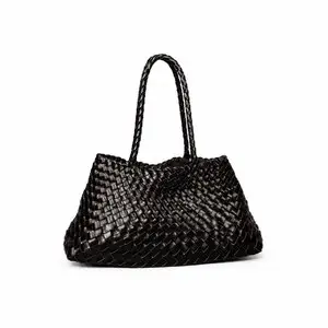 RIMINI Hand Woven Shoulder Bag - Black