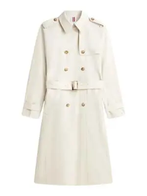 Tommy Hilfiger Gold-tone Button Slim Trench Coat - White