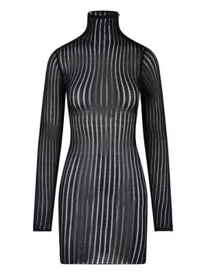 DONDUP Viscose Blend Dress With Metal Accents And Turtleneck - Black