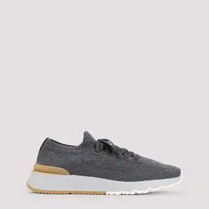 Brunello Cucinelli Cotton Knit Lace-up Sneakers - Grey