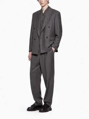 Giorgio Armani Double-breasted Virgin Wool Blazer - Grey