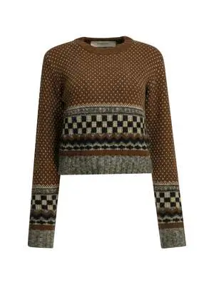 GOLDEN GOOSE Geometric Print Wool-alpaca Crewneck Sweater