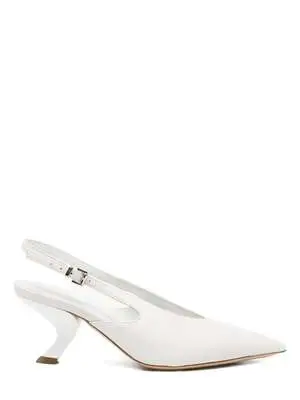 VIC MATIE Leather Slingback High Heel Shoes - White