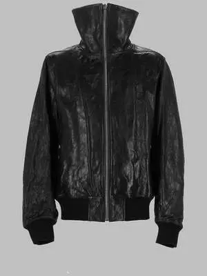 Rick Owens Leather Jacket With Elevated Dark Minimal Styling