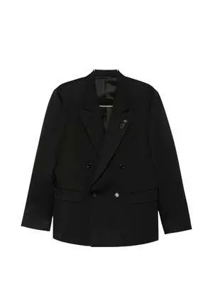 LARDINI Double Breasted Tailored Overcoat - Black