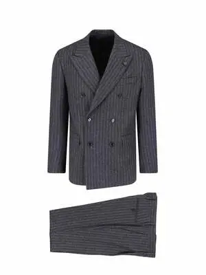 LARDINI Double-breasted Pinstripe Suit Set