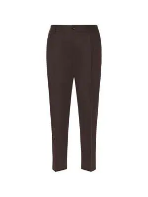 BEABLE Tailored Trousers With Belt Loops And Back Pockets - Brown