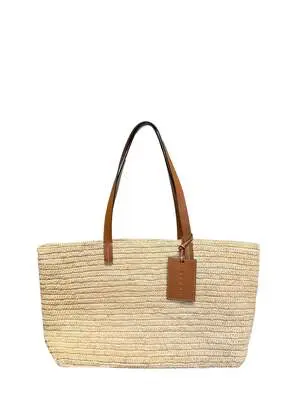 Manebí Raffia Tote Bag With Leather Accents - Beige