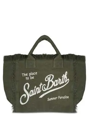 MC2 SAINT BARTH Mc2 Saint Barth 100% Linen Handbag Green