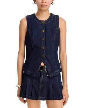 Blanknyc Denim Button Front Vest Top - Out And About