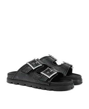 Mcm Visetos Buckled Sandals - Black
