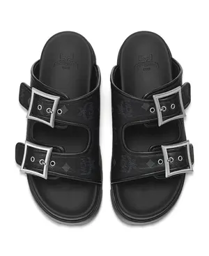 Mcm Visetos Buckled Sandals - Black