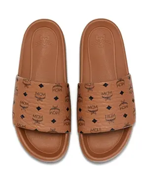 Mcm Monogram Print Rubber Slides
